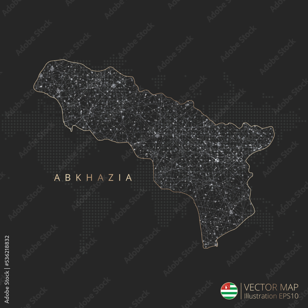 Abkhazia map abstract geometric mesh polygonal light concept with black ...