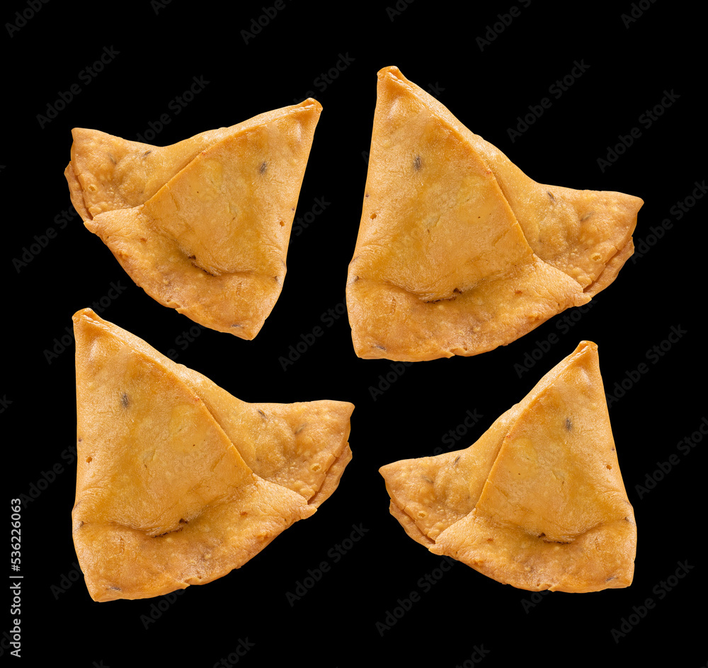 Isolated samosa and pakora on white background, Spicy indian or ...