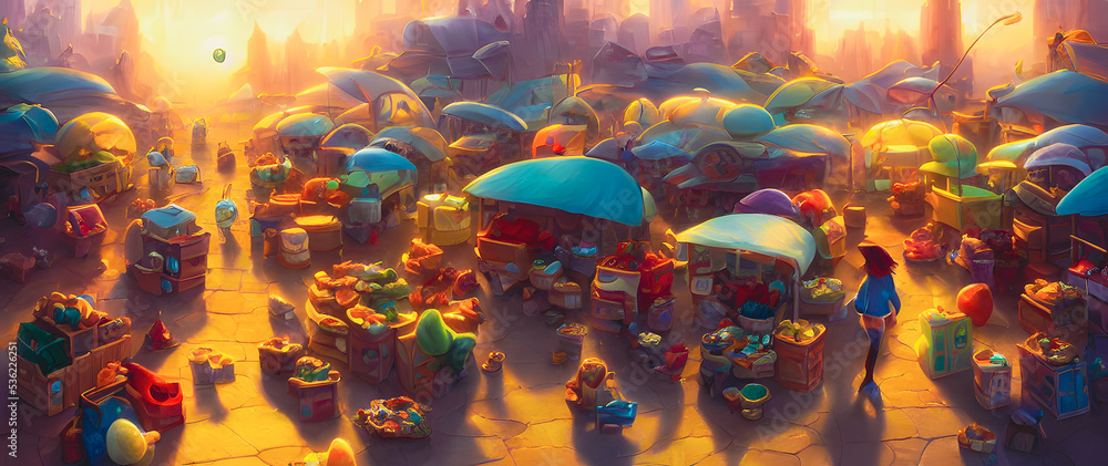Artistic concept painting of a outdoor marketplace , background ...