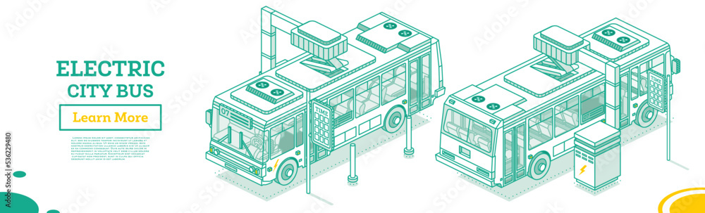 Isometric Electric Bus on Charging Station. Stock Vector | Adobe Stock