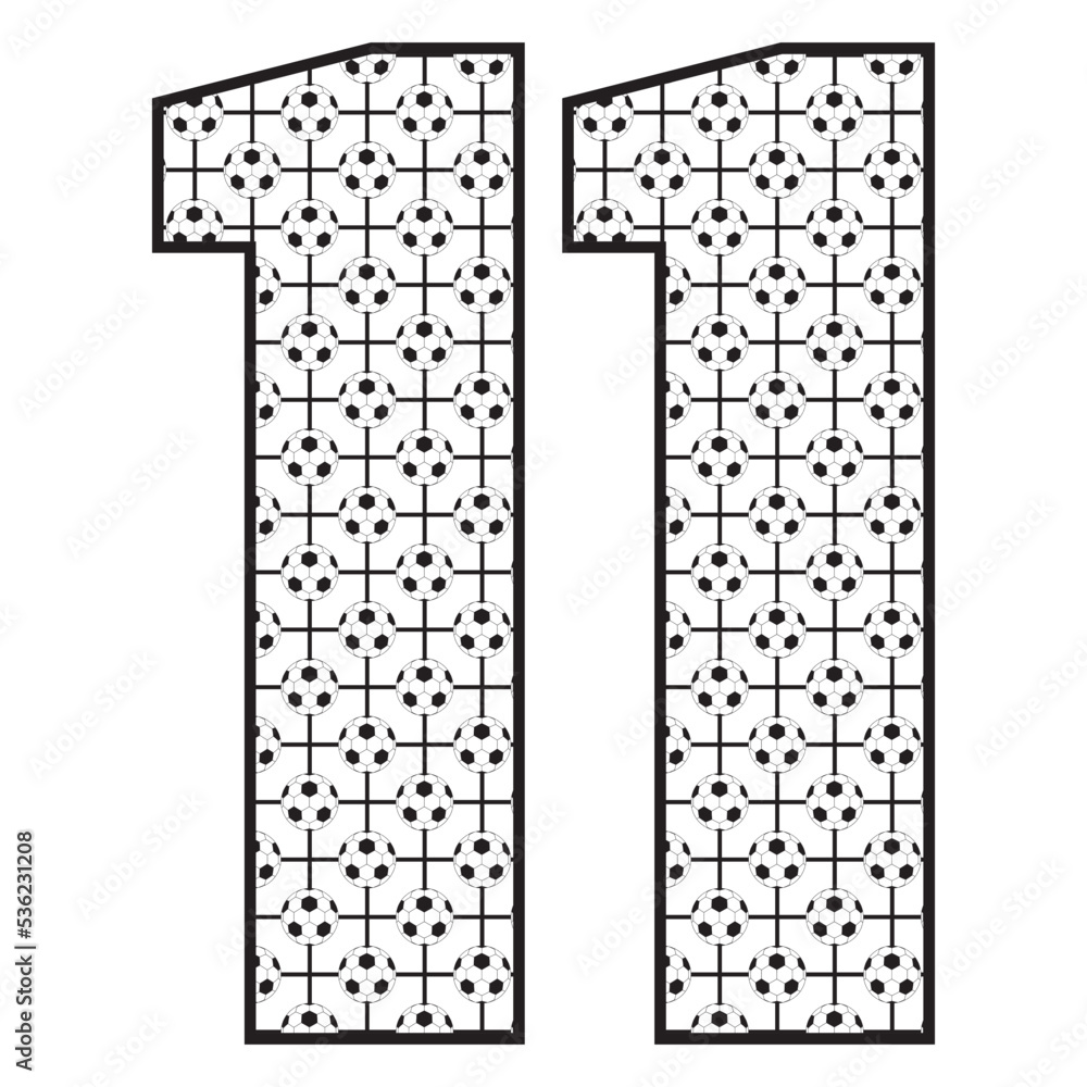 Number Eleven With Soccer Ball Pattern Vector Illustration. Number 11 ...