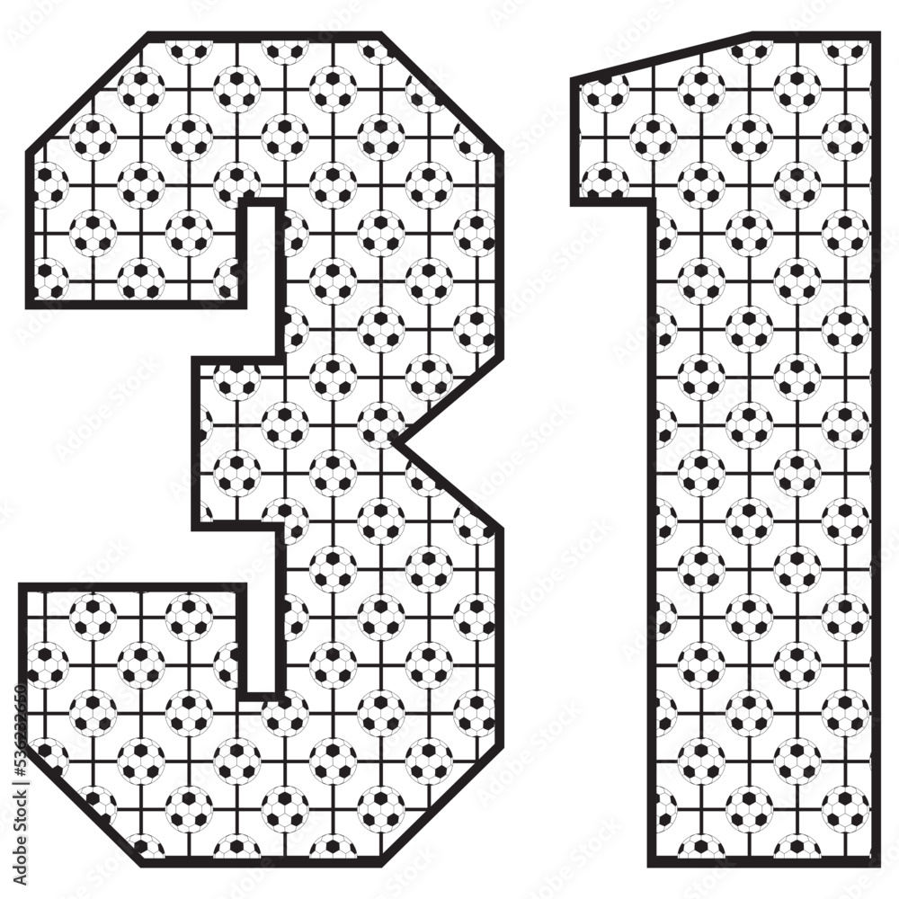 Number Thirty One With Soccer Ball Pattern Vector Illustration Number Number Thirty One With Soccer Ball Pattern Vector Illustration Number