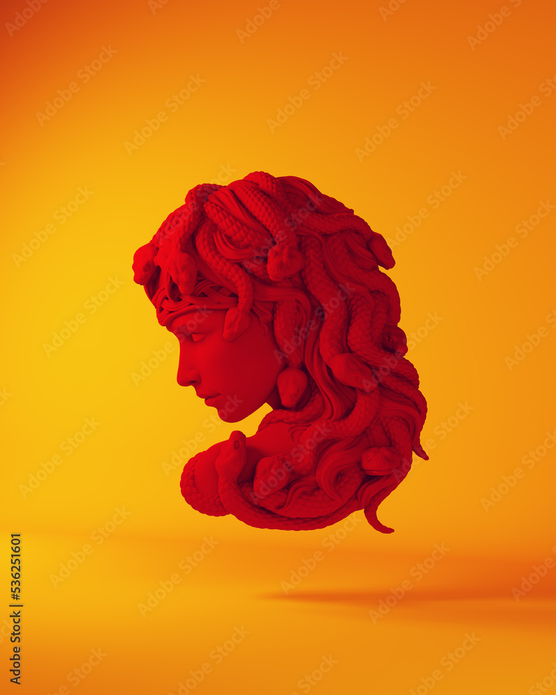 Red Medusa Gorgon Symbol Greek Mythology Halloween Horror Demon Orange ...