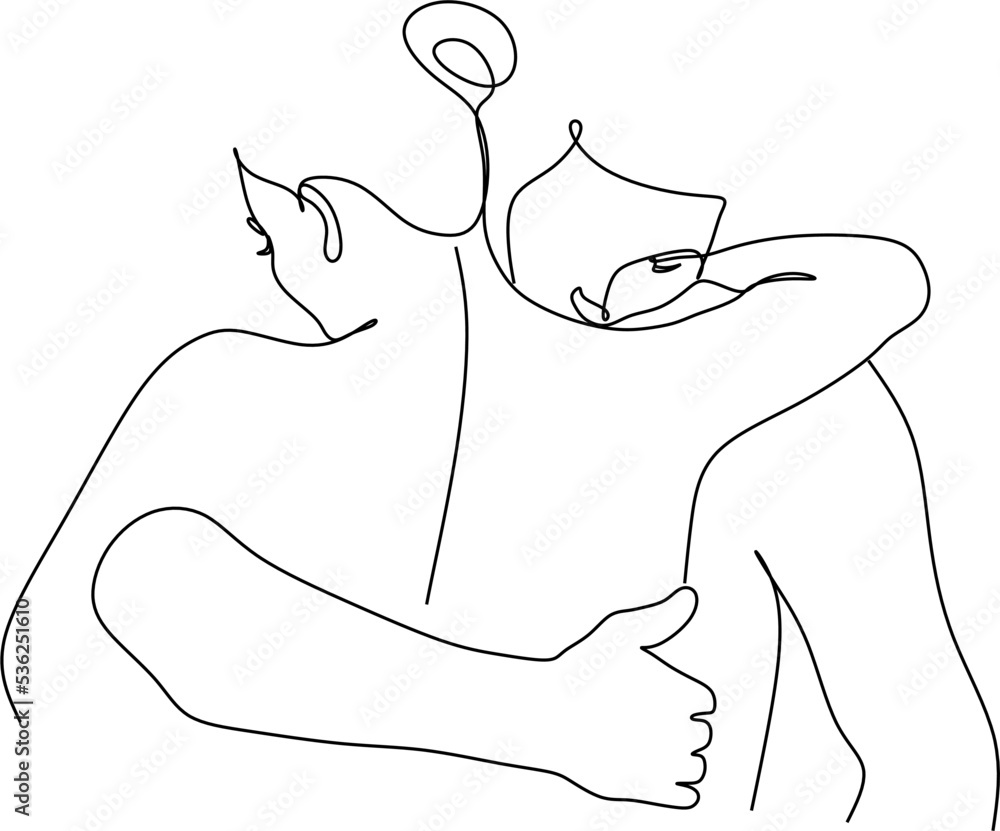 Abstract Couple Line Art Drawing For Romantic Posters Wall Decor