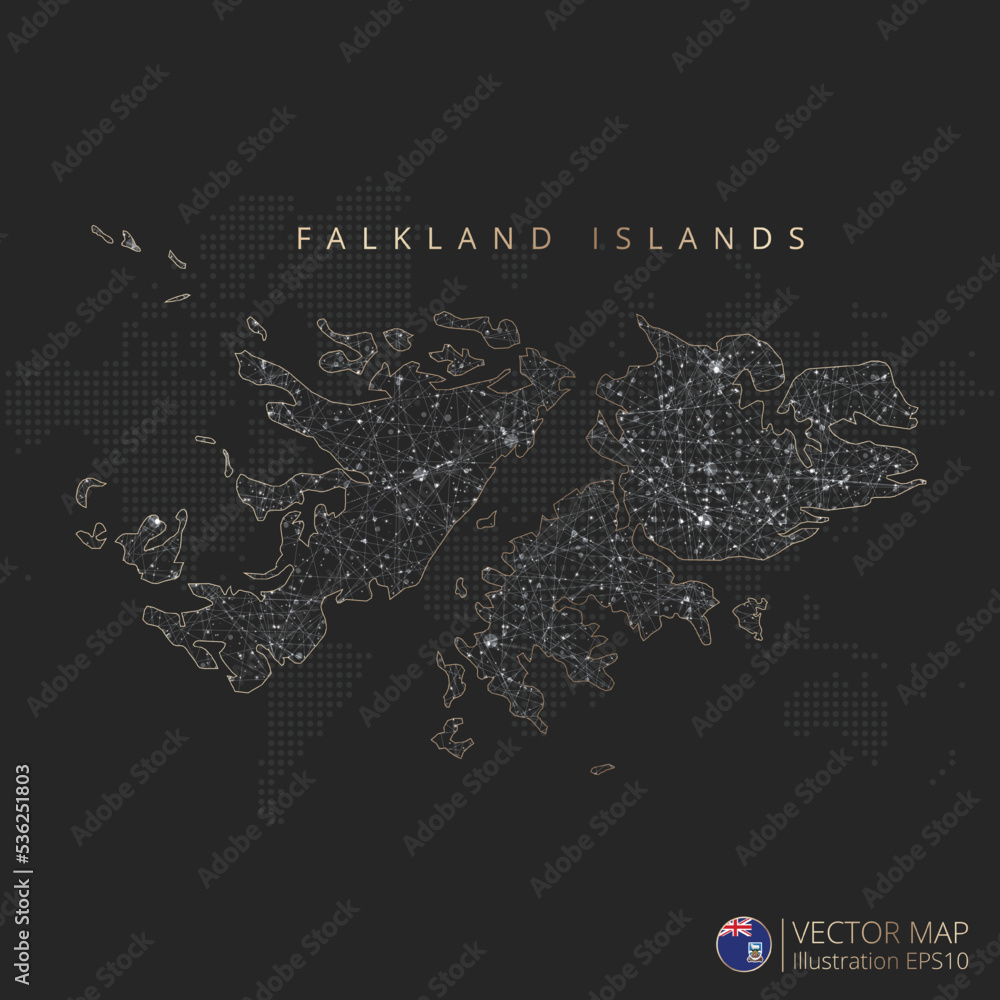 Falkland Islands map abstract geometric mesh polygonal light concept ...
