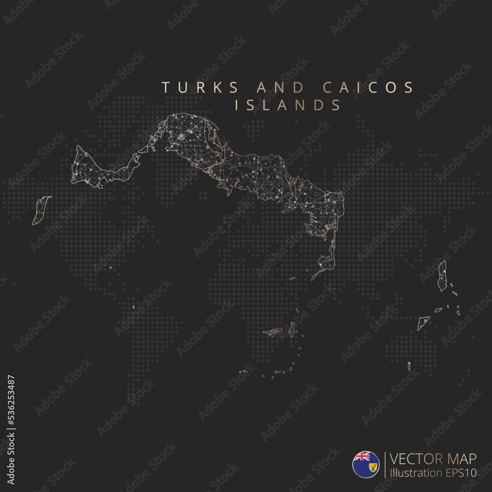 Turks and Caicos Islands map abstract geometric mesh polygonal light ...