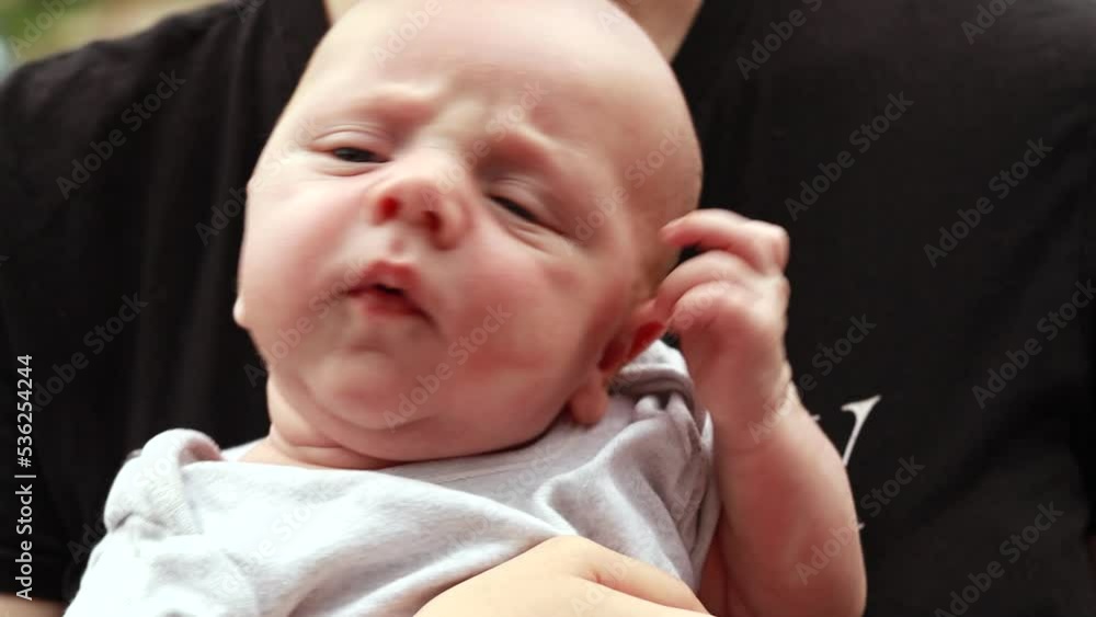 1080p slow motion footage video. Close up mother hold hands newborn ...