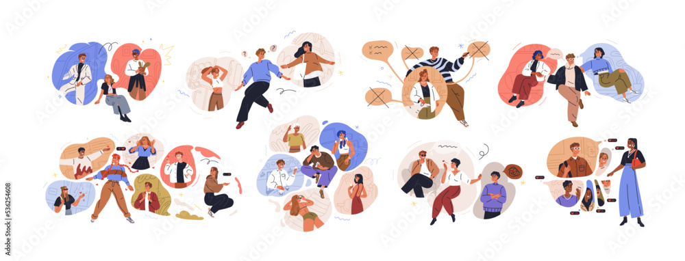 Love partner choice concept. Flirting, comparing, choosing among ...