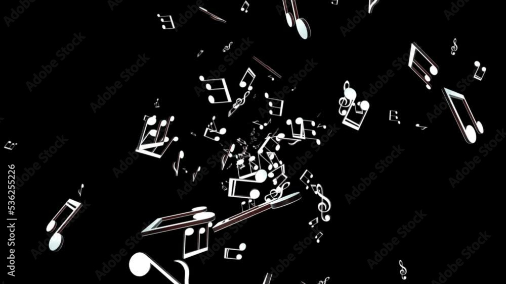Falling Musical Notes Animation, Rendering, 60fps, with Alpha Matte ...