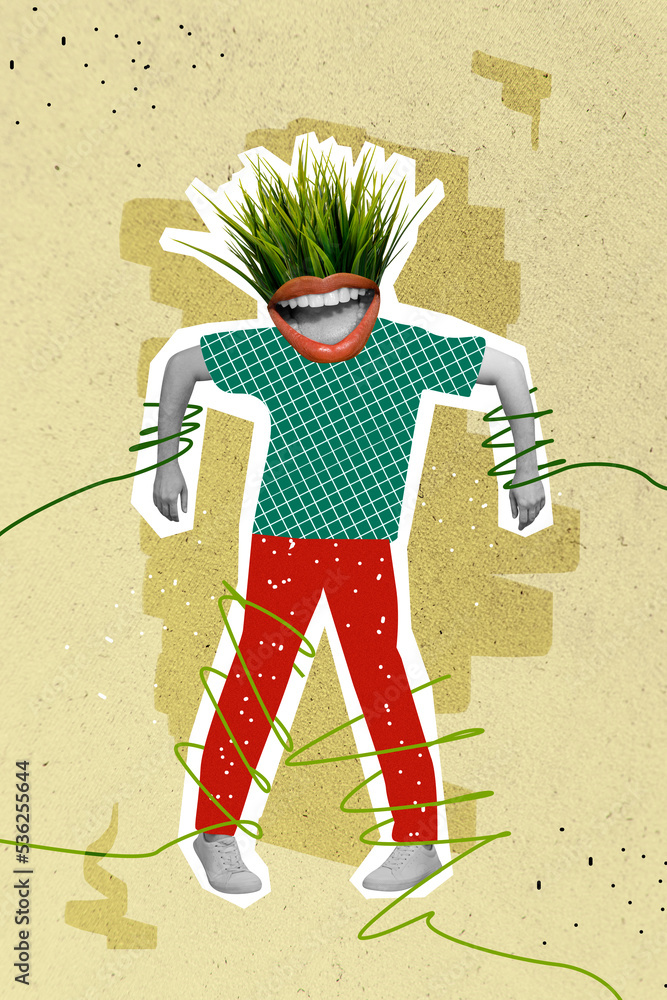 Creative photo 3d collage poster postcard artwork of weird person ...