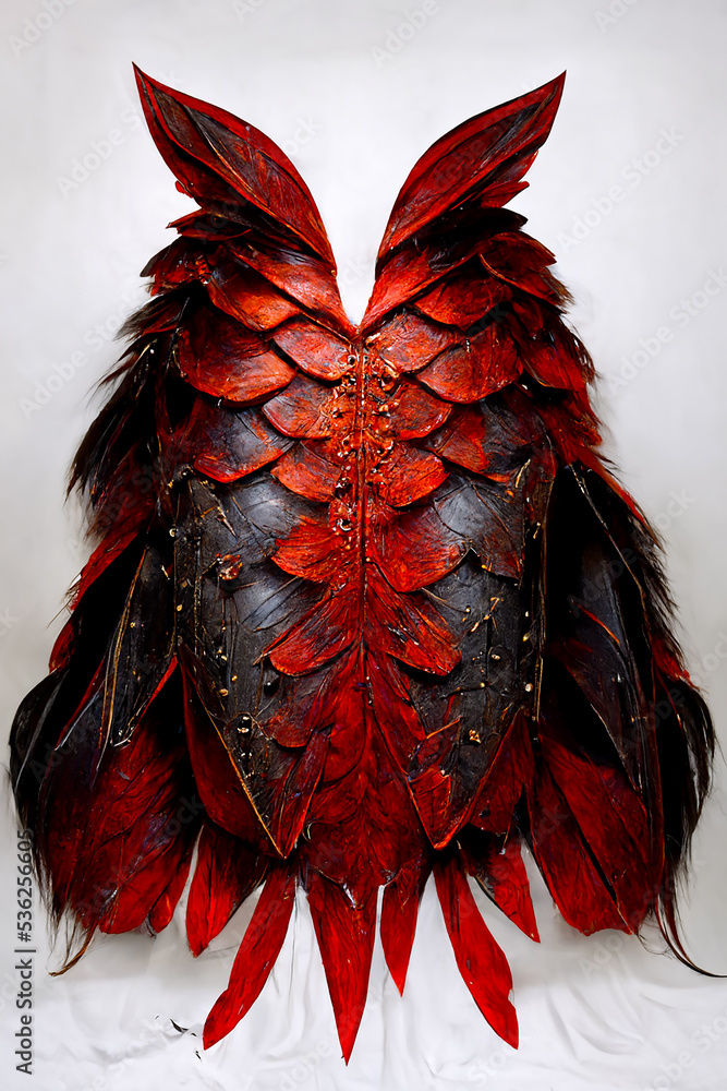 fantasy creative asset, leather armour tunica with red scales and ...