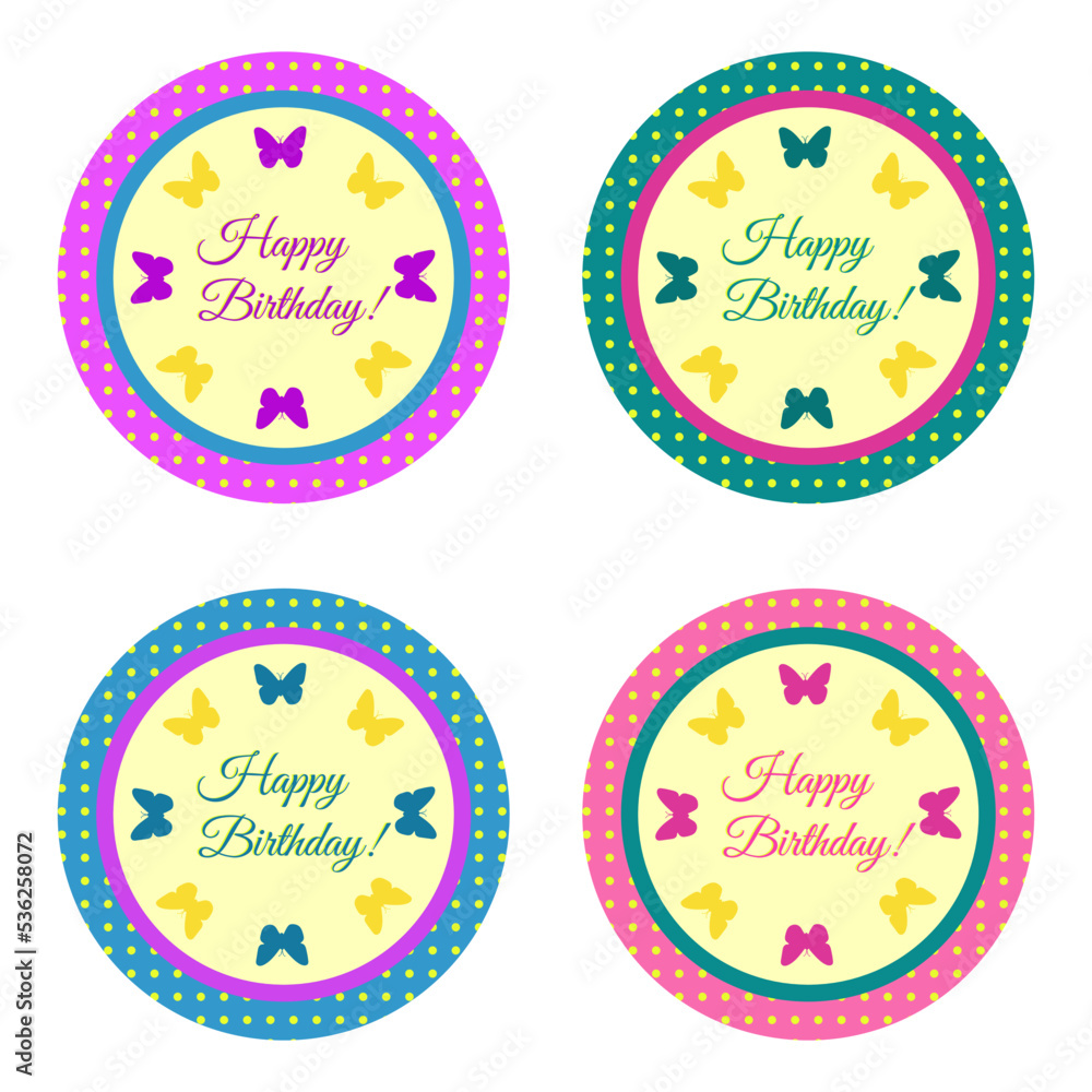 Vetor de Happy birthday circle sign for the paper plate or balloon ...