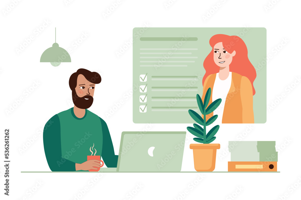 Green concept employee hiring process with people scene in the flat ...