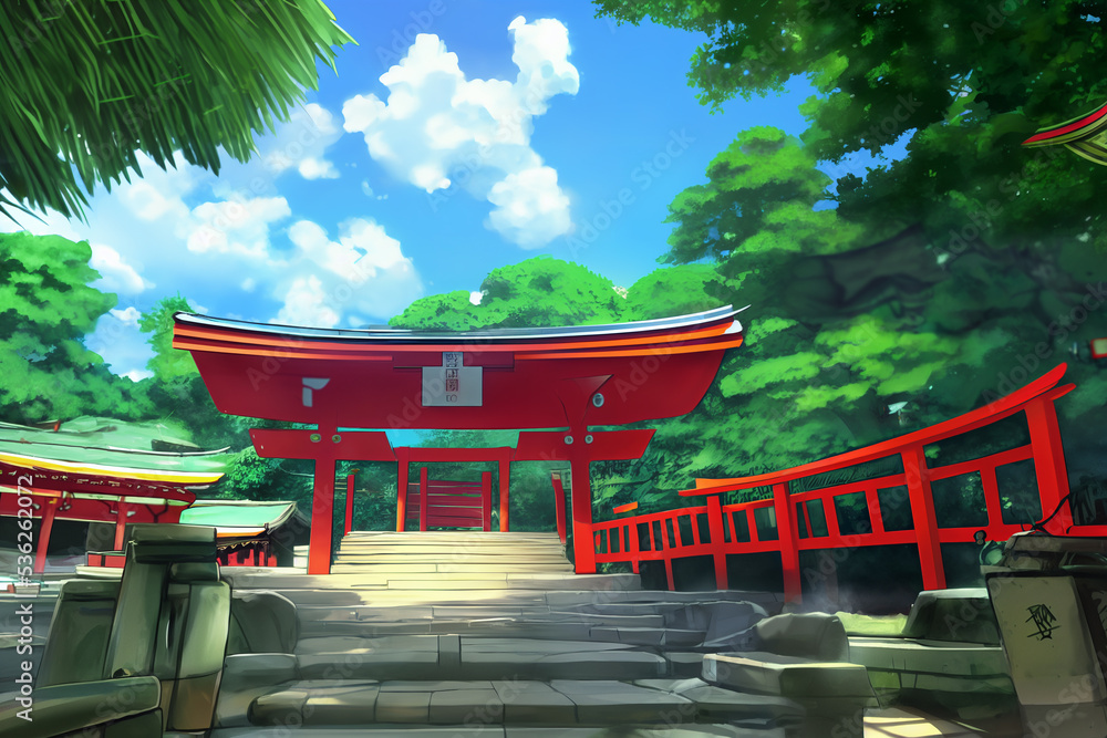 神社の拝殿と階段 Stock Illustration | Adobe Stock