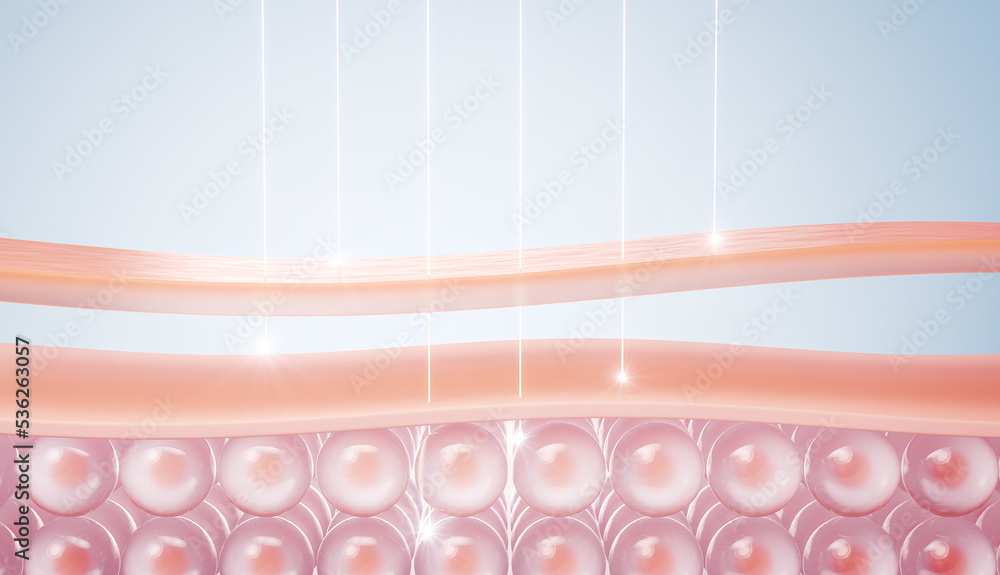 ภาพประกอบสต็อก Laser through on the Skin layer, Serum or Vitamin Skin ...