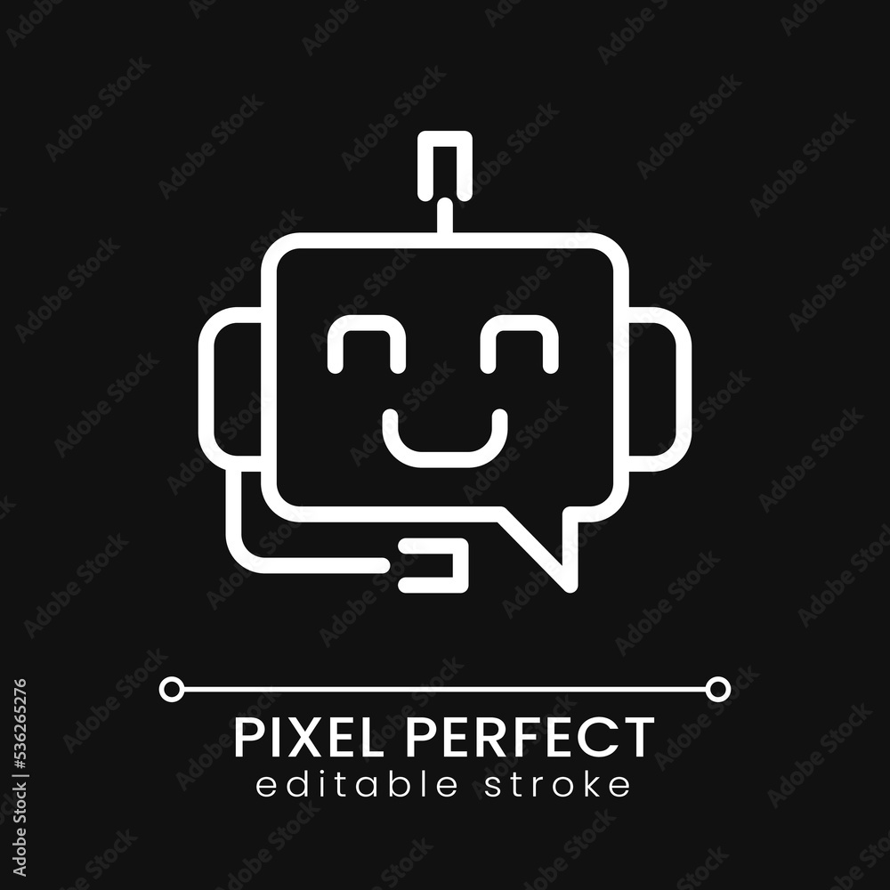Support chatbot pixel perfect white linear icon for dark theme ...