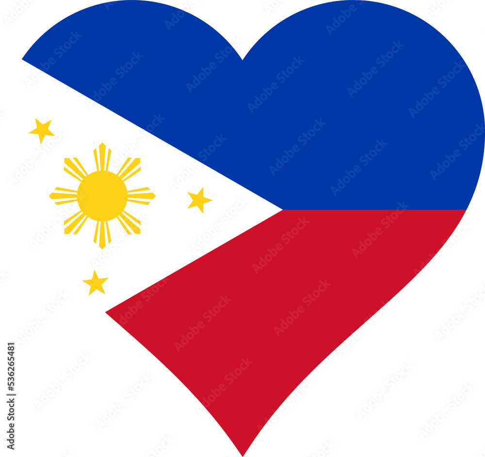 Philippines Heart Flag. Filipino Love Shape Country Nation National ...