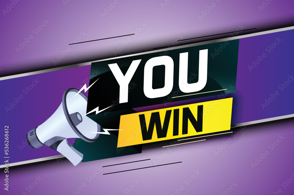 You win word concept vector illustration with megaphone and 3d style ...
