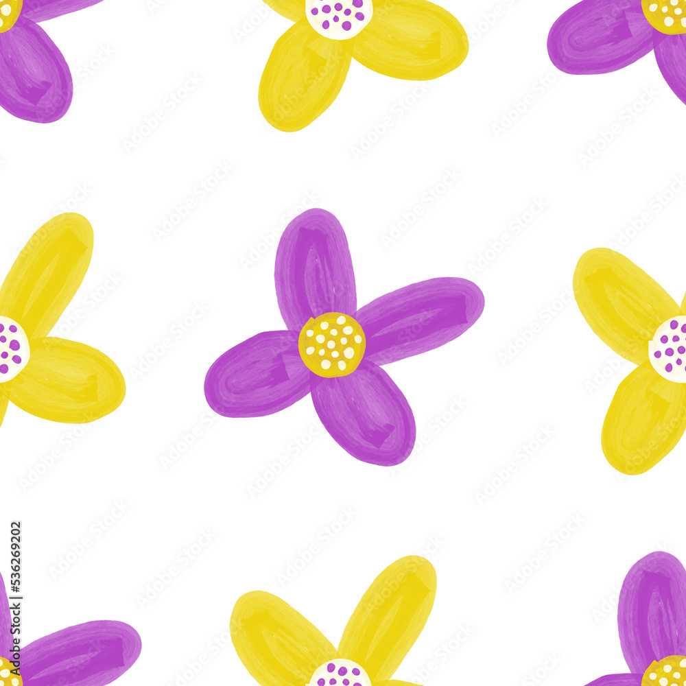 doodle four petals flower seamless pattern for print and fashion or ...
