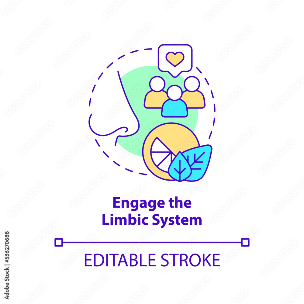 Engage limbic system concept icon. Sensory marketing strategy abstract ...