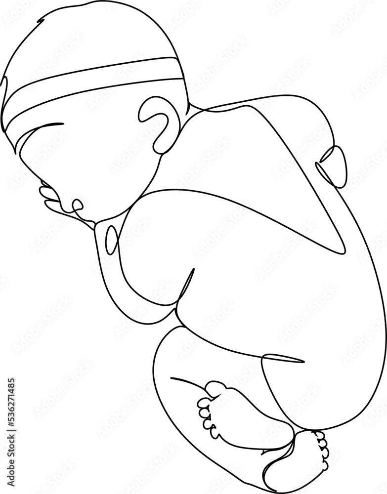 One continuous single drawing line art doodle drawn, child, baby, happy ...