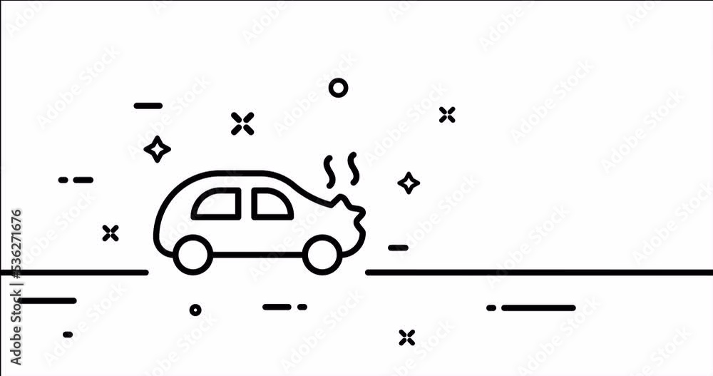 Car accidents. Service station, overturned car, collision, dent, hood ...