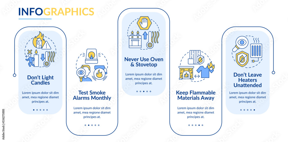 Winter fire protection rules rectangle infographic template ...