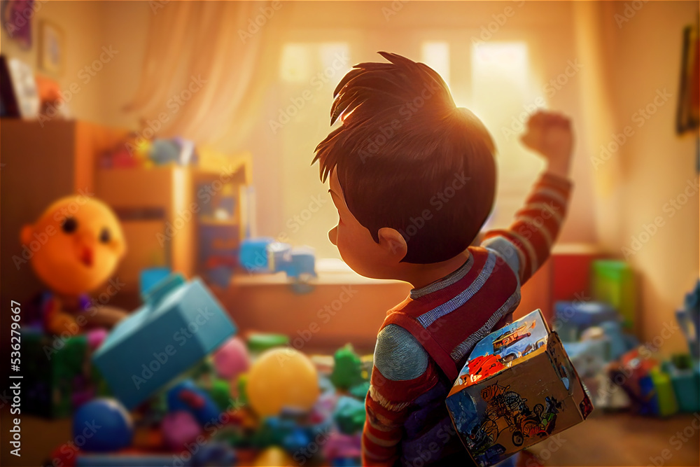 Cartoon kid playing Stock Illustration | Adobe Stock