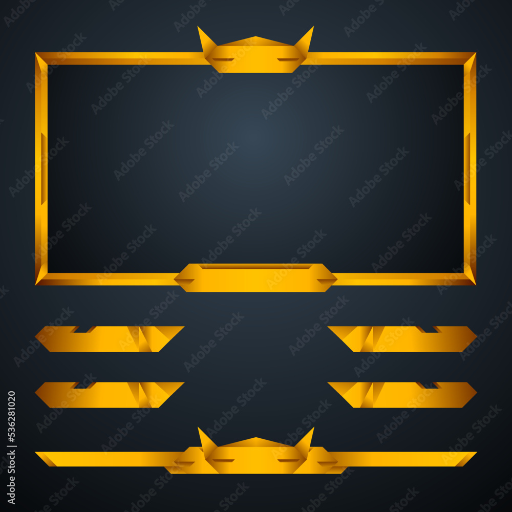 Fantasy golden game interface border frame for live stream overlay ...