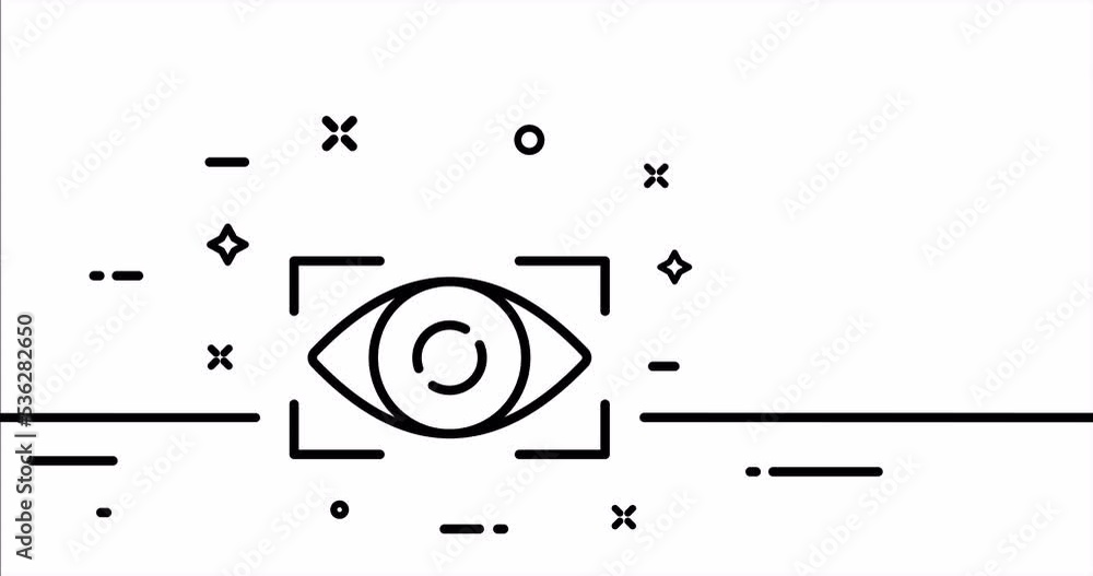 Scanning the iris. Personal data, lock, eye, scanner, privacy, pupil ...