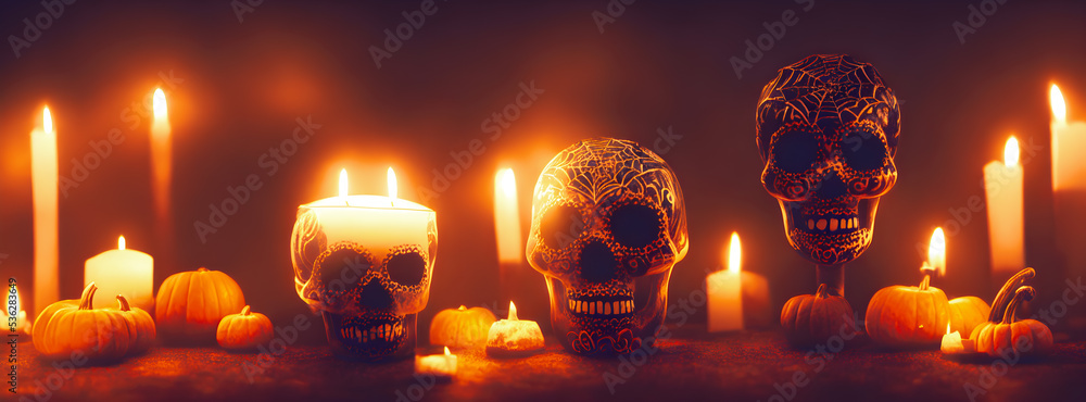 Day of the Dead skulls. Dia de los muertos. Day of the dead and mexican ...