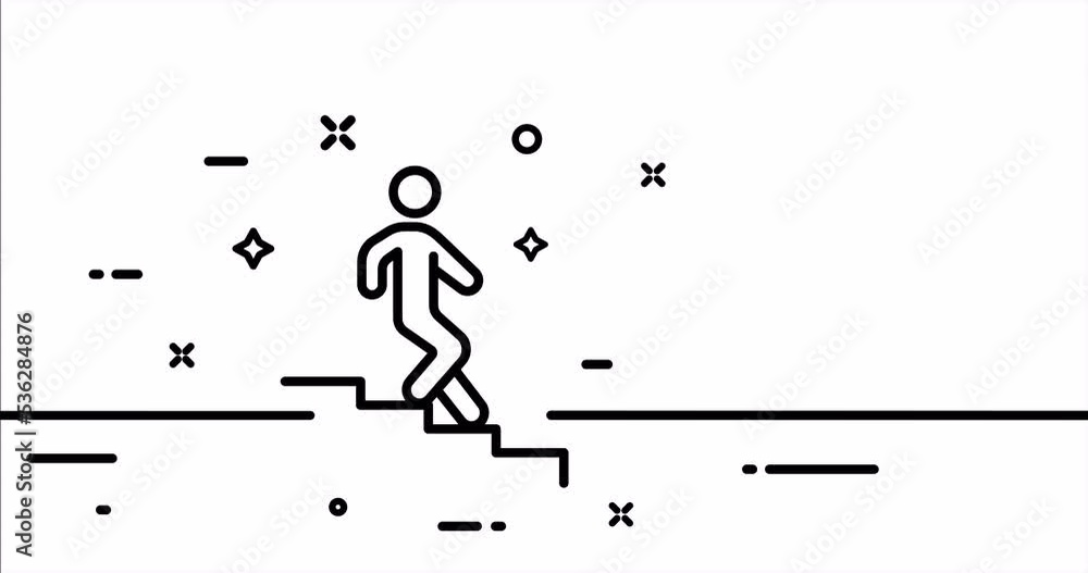 Man tripped on the steps. Slippery floor, escalator up and down, door ...