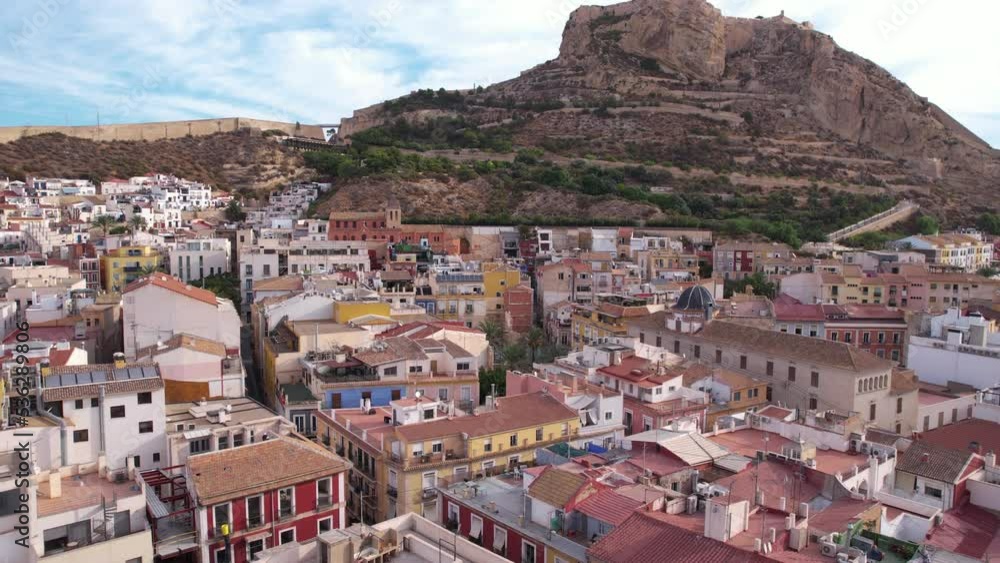 Alicante, Spain, Flying Above Saint Nicholas Cathedral and Old Town ...