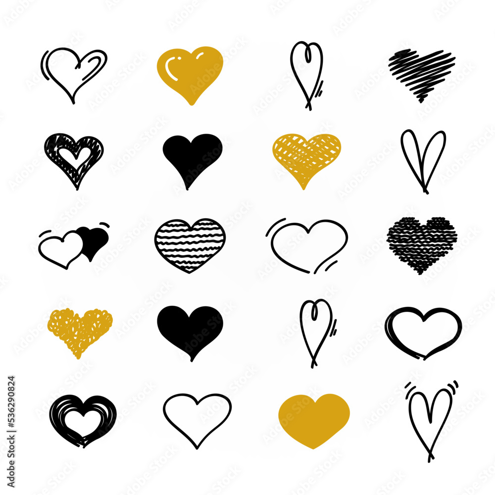 Hand drawn heart shapes in different styles illustration Stock Vector ...