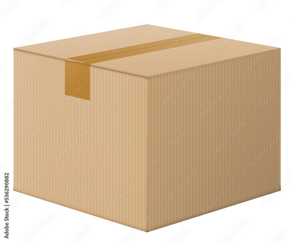 Closed cardboard box on transparent background. Retail, logistics ...