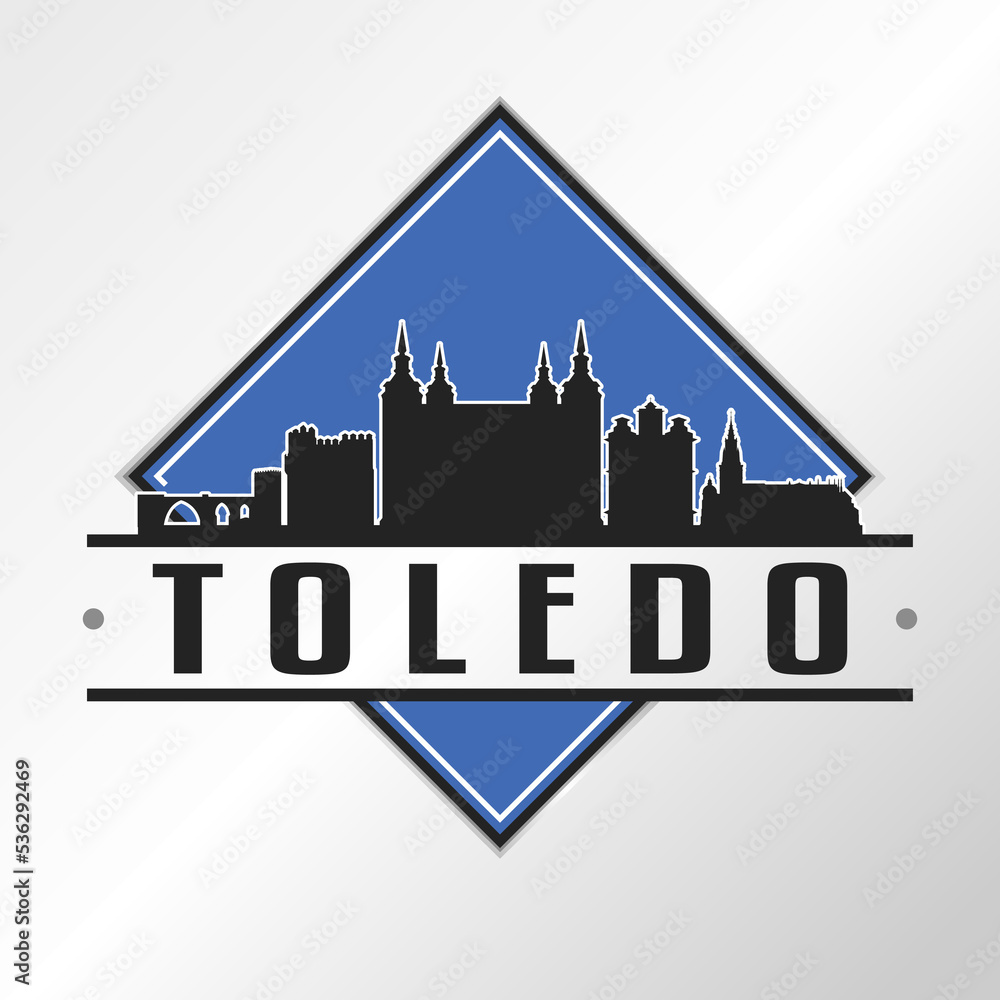Toledo, Spain Skyline Logo. Adventure Landscape Design Vector City ...