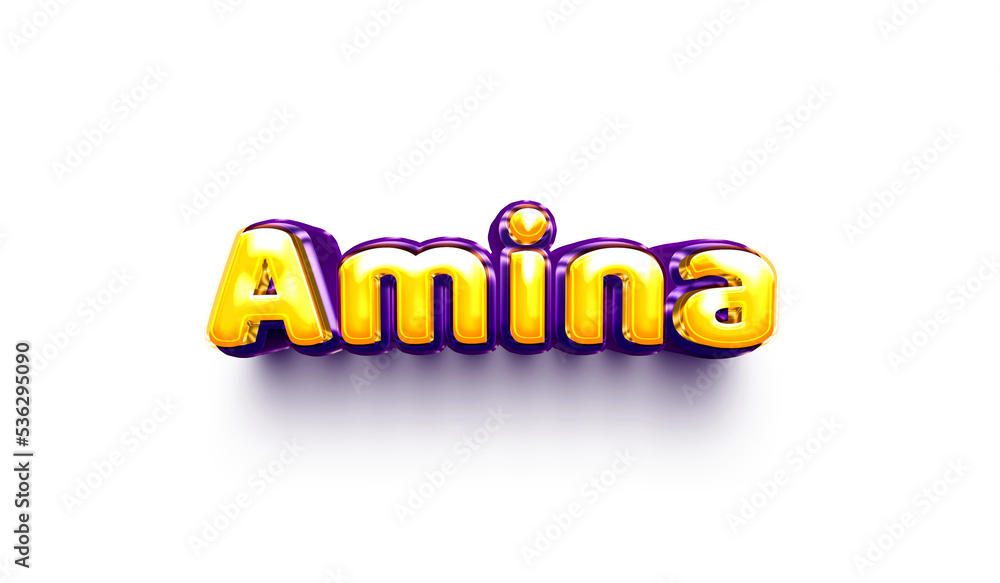 Amina names of girls English helium balloon shiny celebration sticker ...