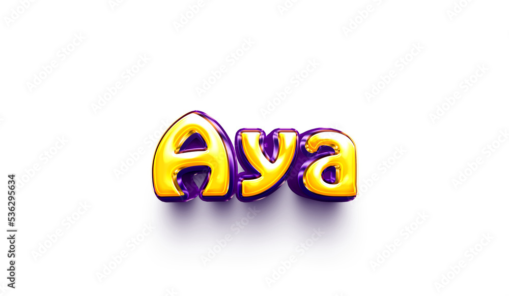 Aya names of girls English helium balloon shiny celebration sticker 3d ...