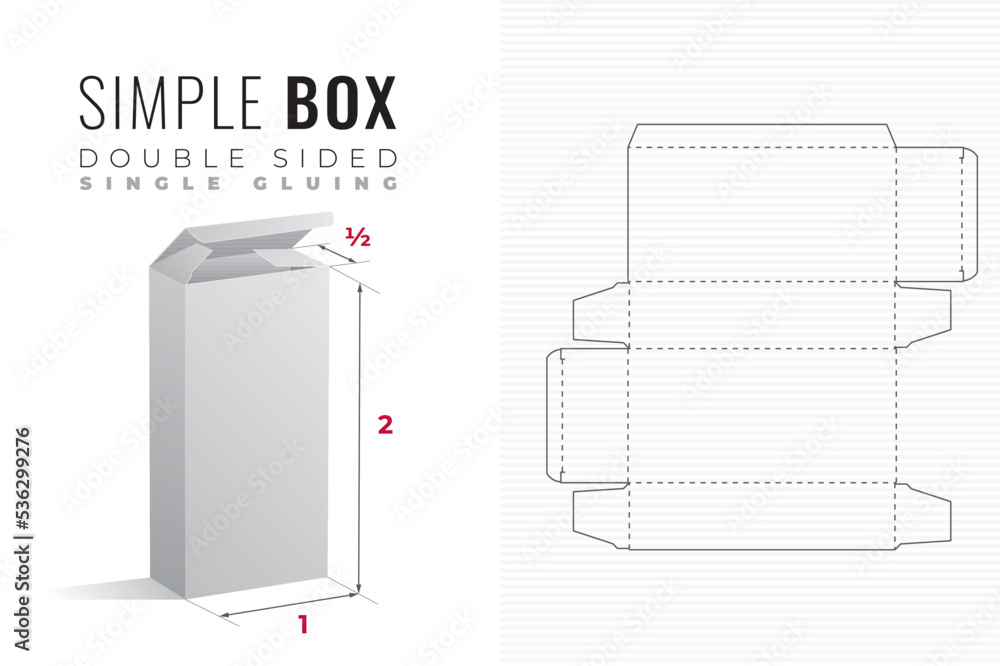Simple Packaging Box Die Cut Double Sided Half Length Double Height ...