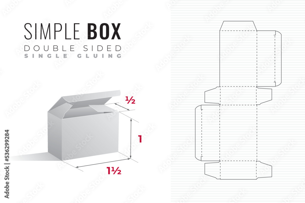 Simple Packaging Box Die Cut Double Sided One and a Half Width Half ...