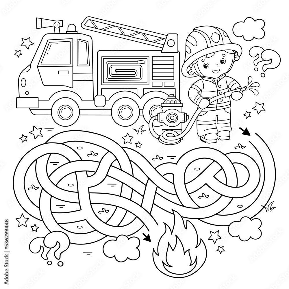 Maze or Labyrinth Game. Puzzle. Tangled road. Coloring Page Outline Of ...