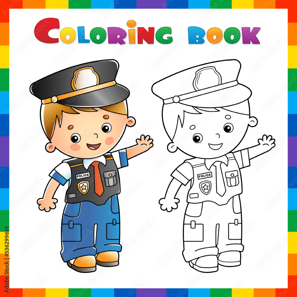 Coloring Page Outline Of cartoon policeman. Profession - police ...