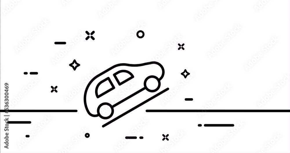 Road sign. Fall off a cliff, overturned car, smoke, collision, keep ...