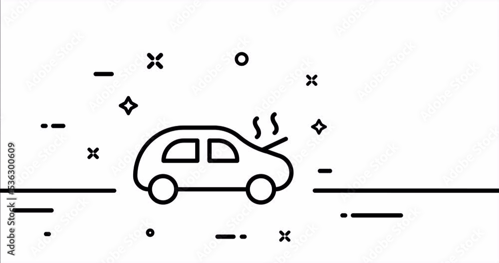 Smoke from the hood. Fall off a cliff, overturned car, collision, keep ...