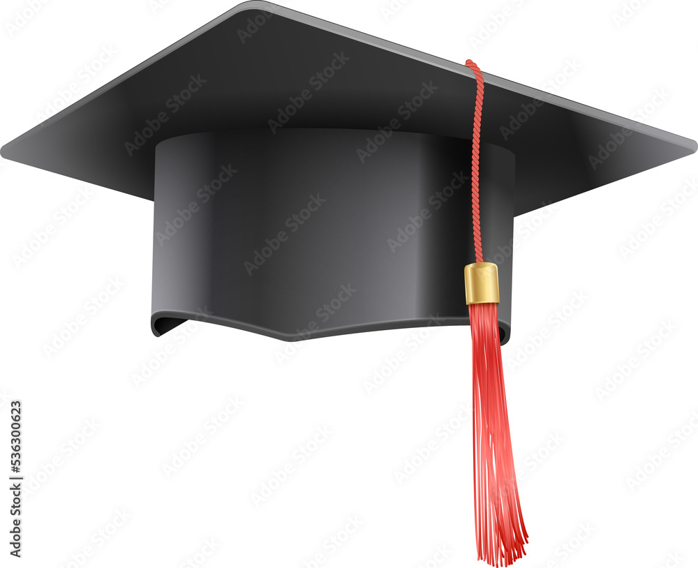 Graduation cap. Black hat at graduation at the university. Symbol of ...