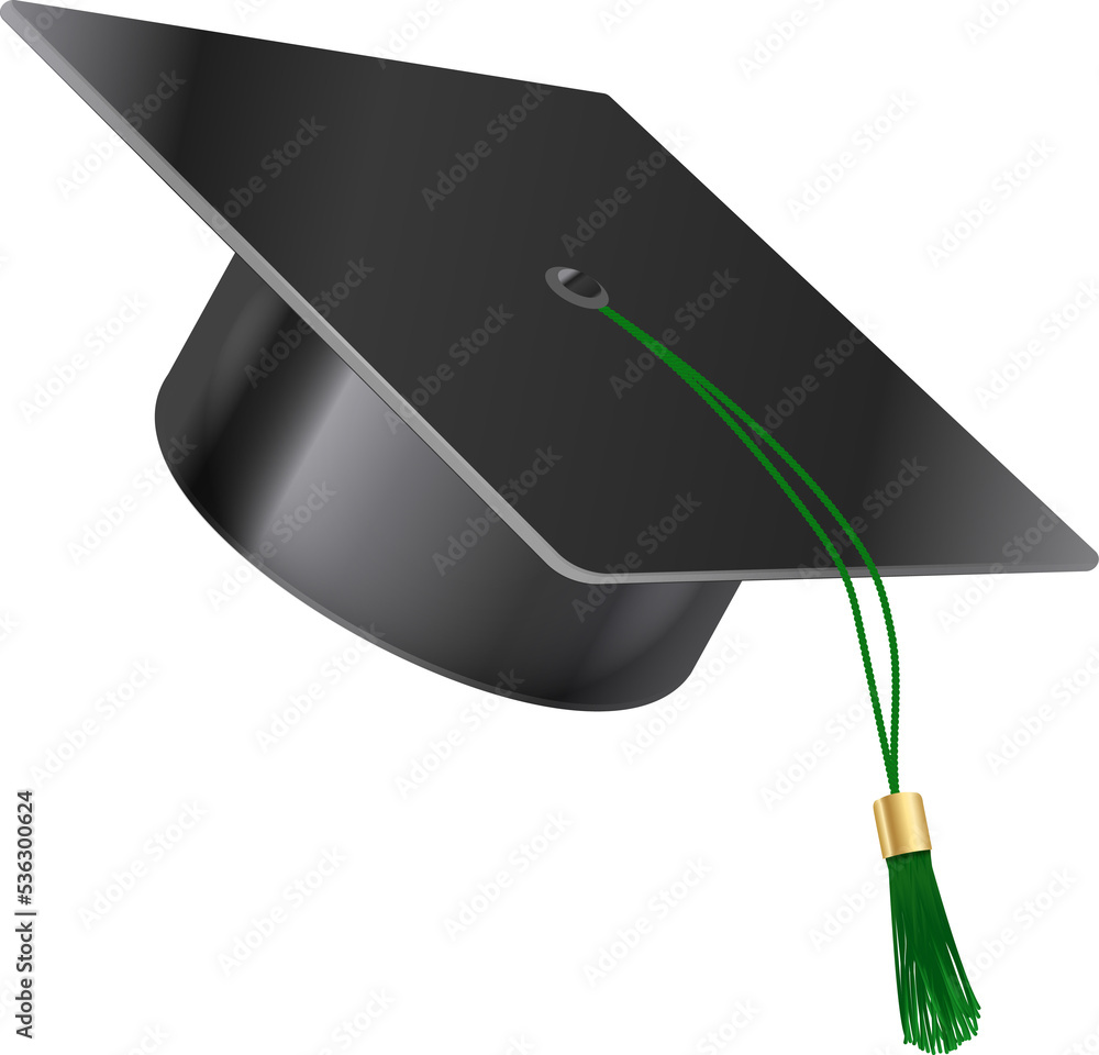 Graduation cap. Black hat at graduation at the university. Symbol of ...