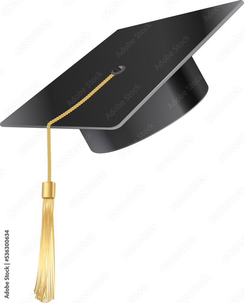 Graduation cap. Black hat at graduation at the university. Symbol of ...