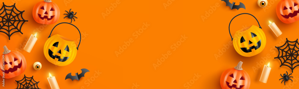 Happy Halloween background template with halloween pumpkin and ...