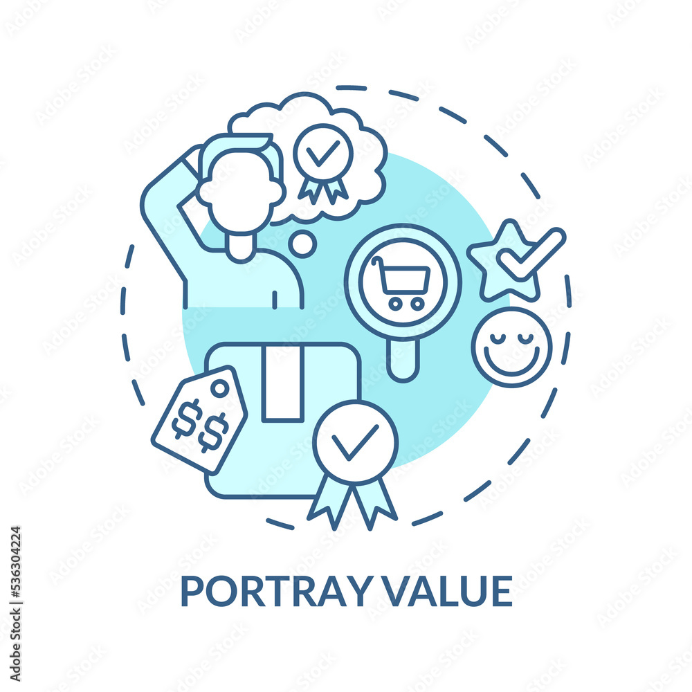 Portray value turquoise concept icon. Value-based pricing model ... Portray value turquoise concept icon. Value-based pricing model ...