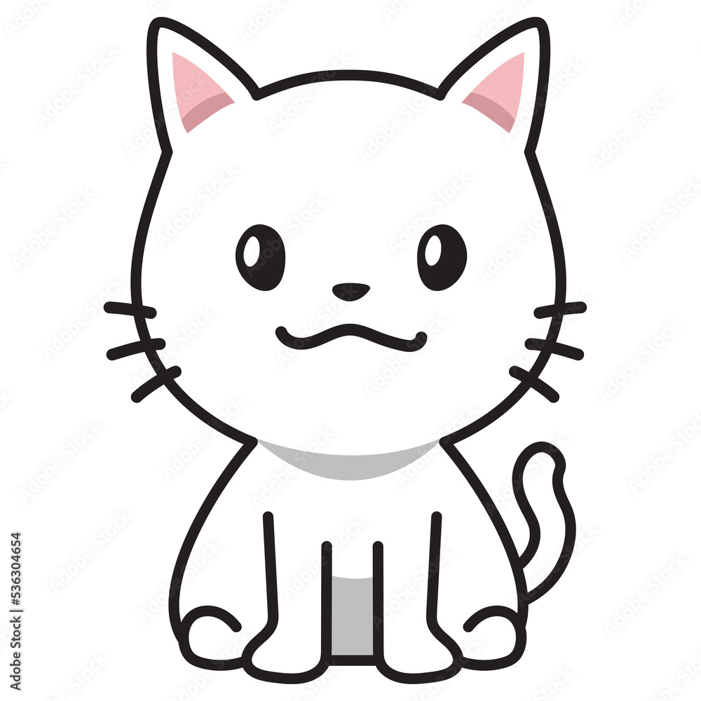 Cartoon character white cat for design. Stock Illustration | Adobe Stock
